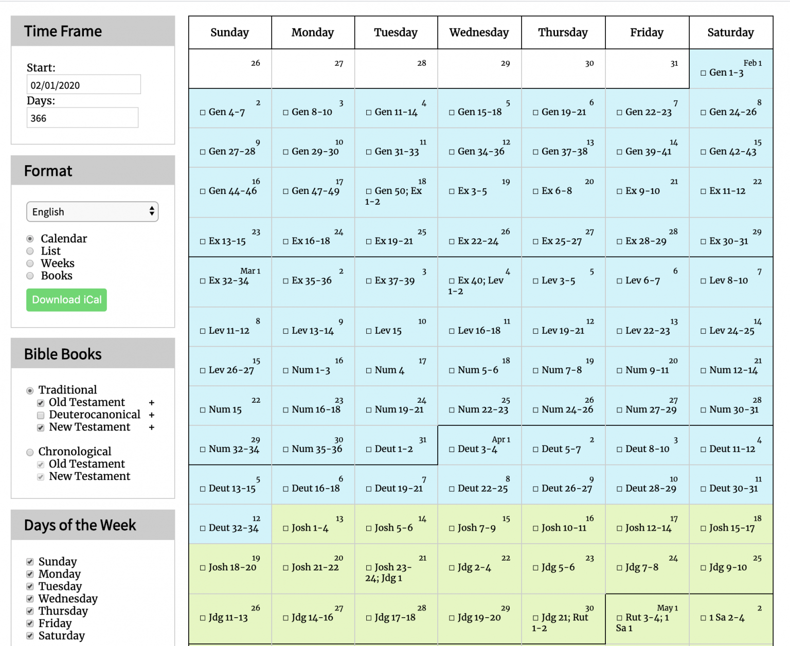 Bible Reading Plan Generator - John Dyer